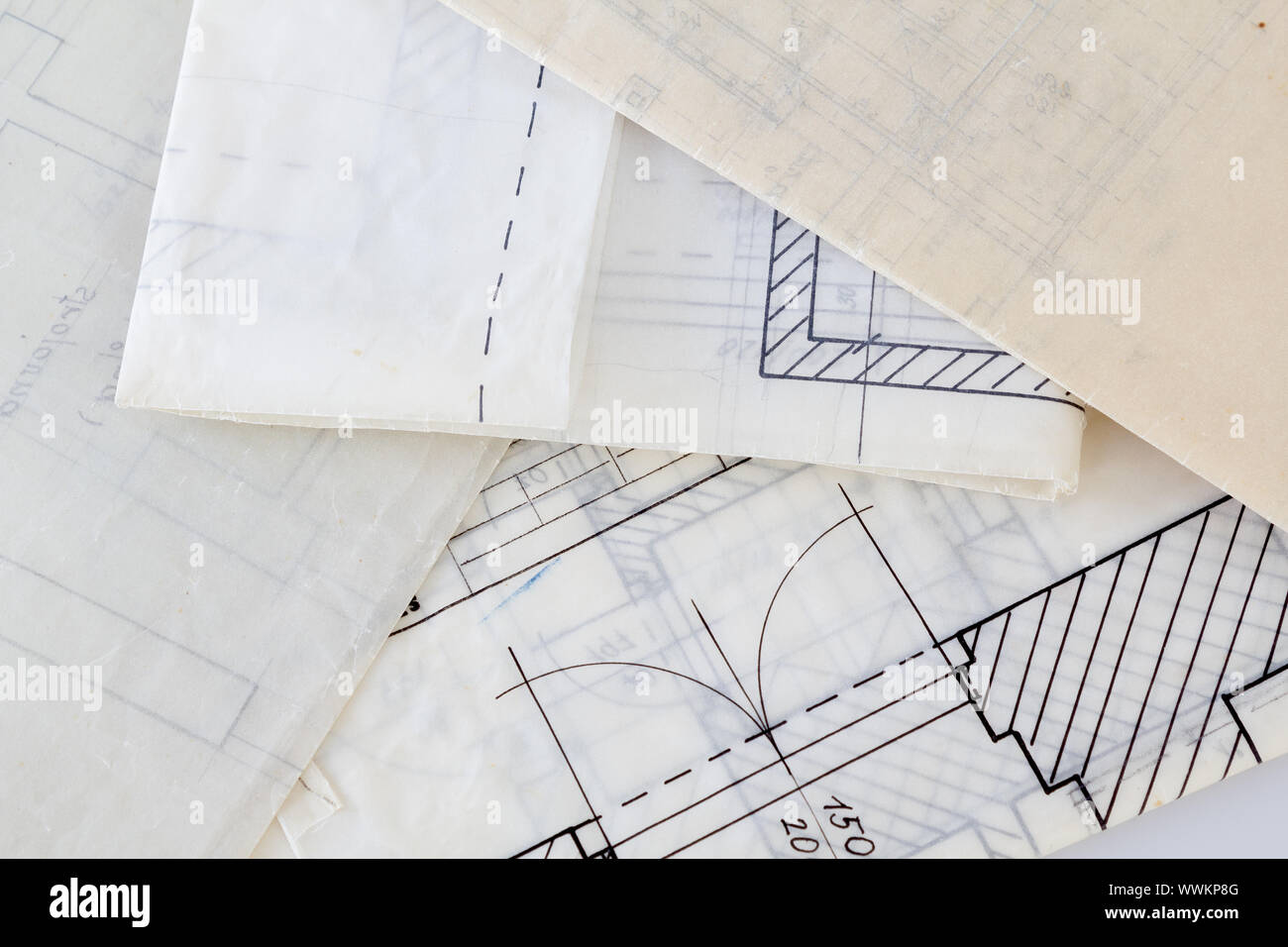 Architectural plans of the old paper Stock Photo - Alamy