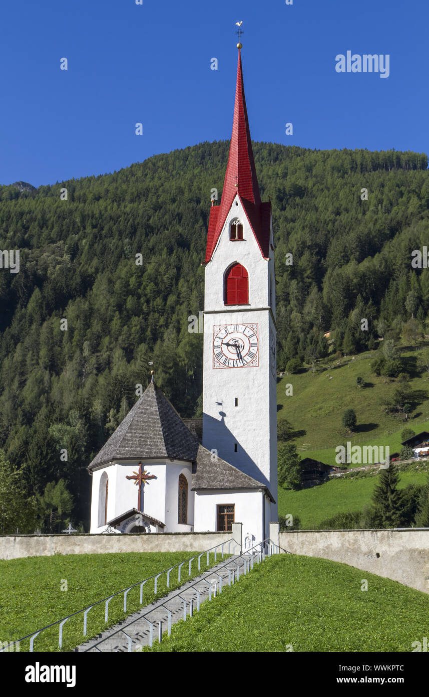 Typical South Tyrolean village church in the mountains Stock Photo - Alamy