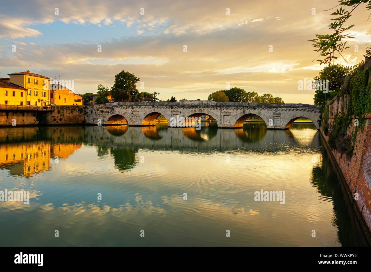 beautiful landscape of architecture roman empire bridge of Tiberius ...
