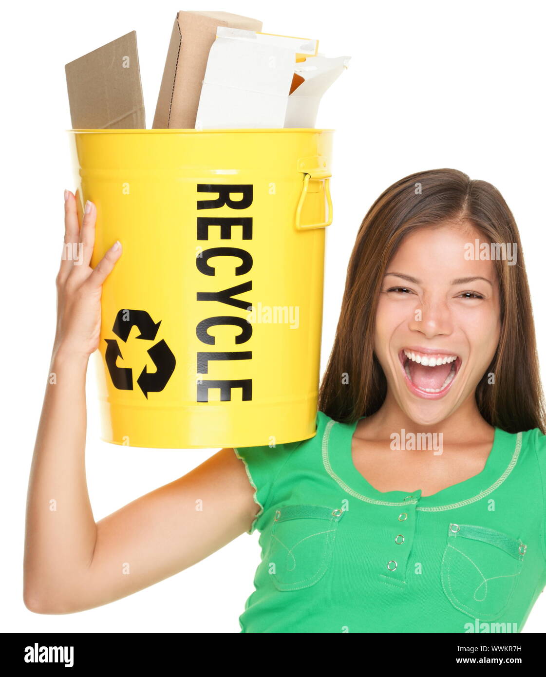 Recycle woman recycling paper Stock Photo - Alamy