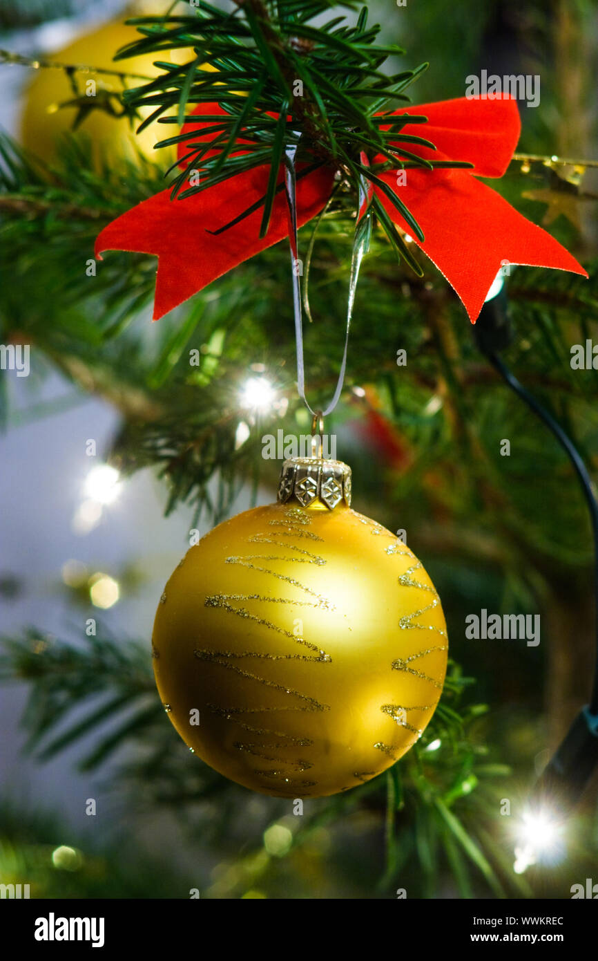 Christmas ball on the fir tree Stock Photo - Alamy