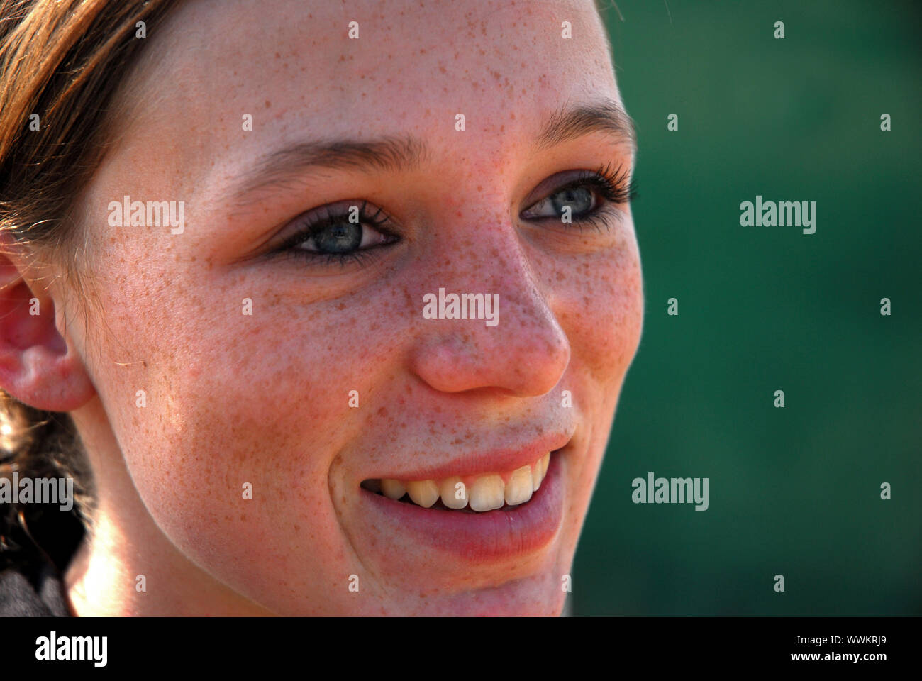 young teenager with freckles on her face Stock Photo - Alamy