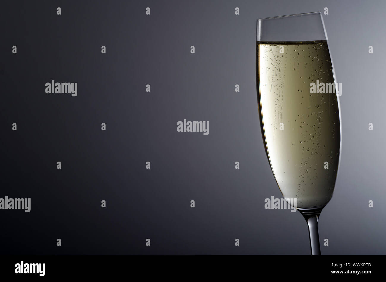 Champagne glass against a grey background Stock Photo - Alamy