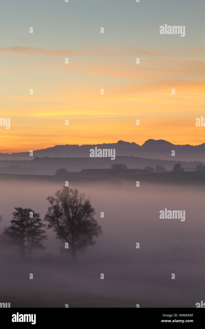 Sunrise over the Alps, Bavaria Stock Photo - Alamy