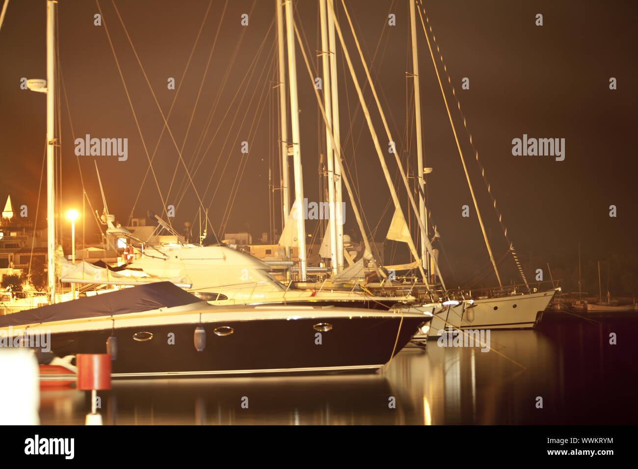 ship in port in water with shore Stock Photo - Alamy