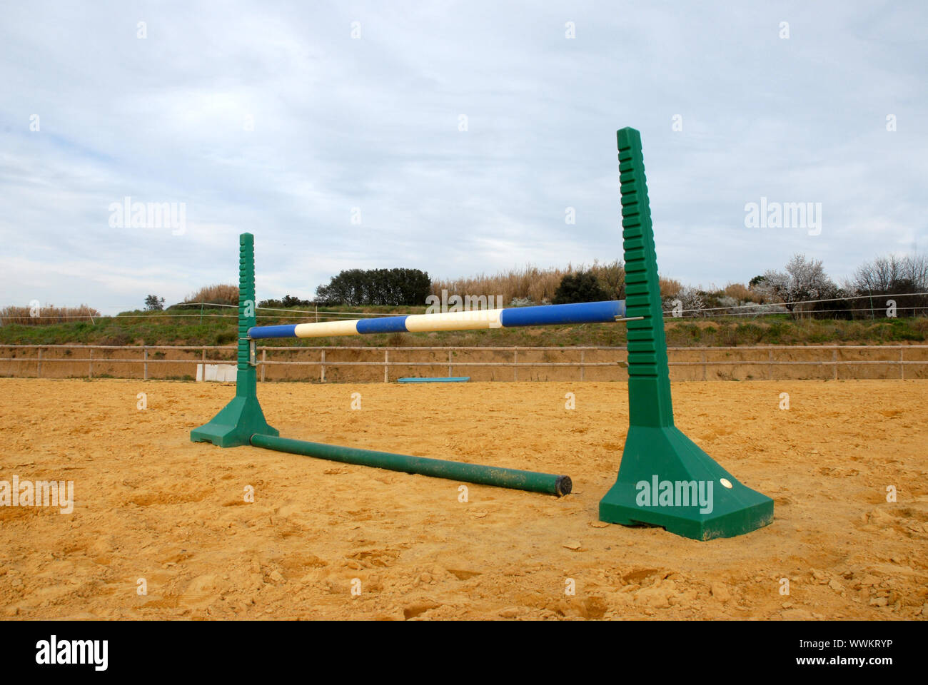 green barrier for competition of horse riding Stock Photo - Alamy