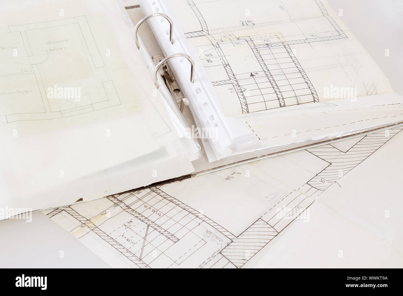 Architectural plans of the old paper and file with the project Stock ...