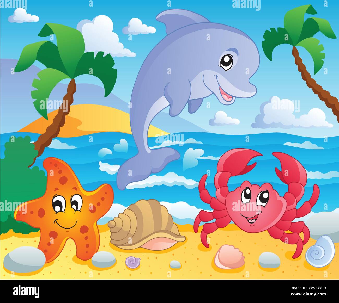 Beach theme scenery 3 Stock Vector Image & Art - Alamy
