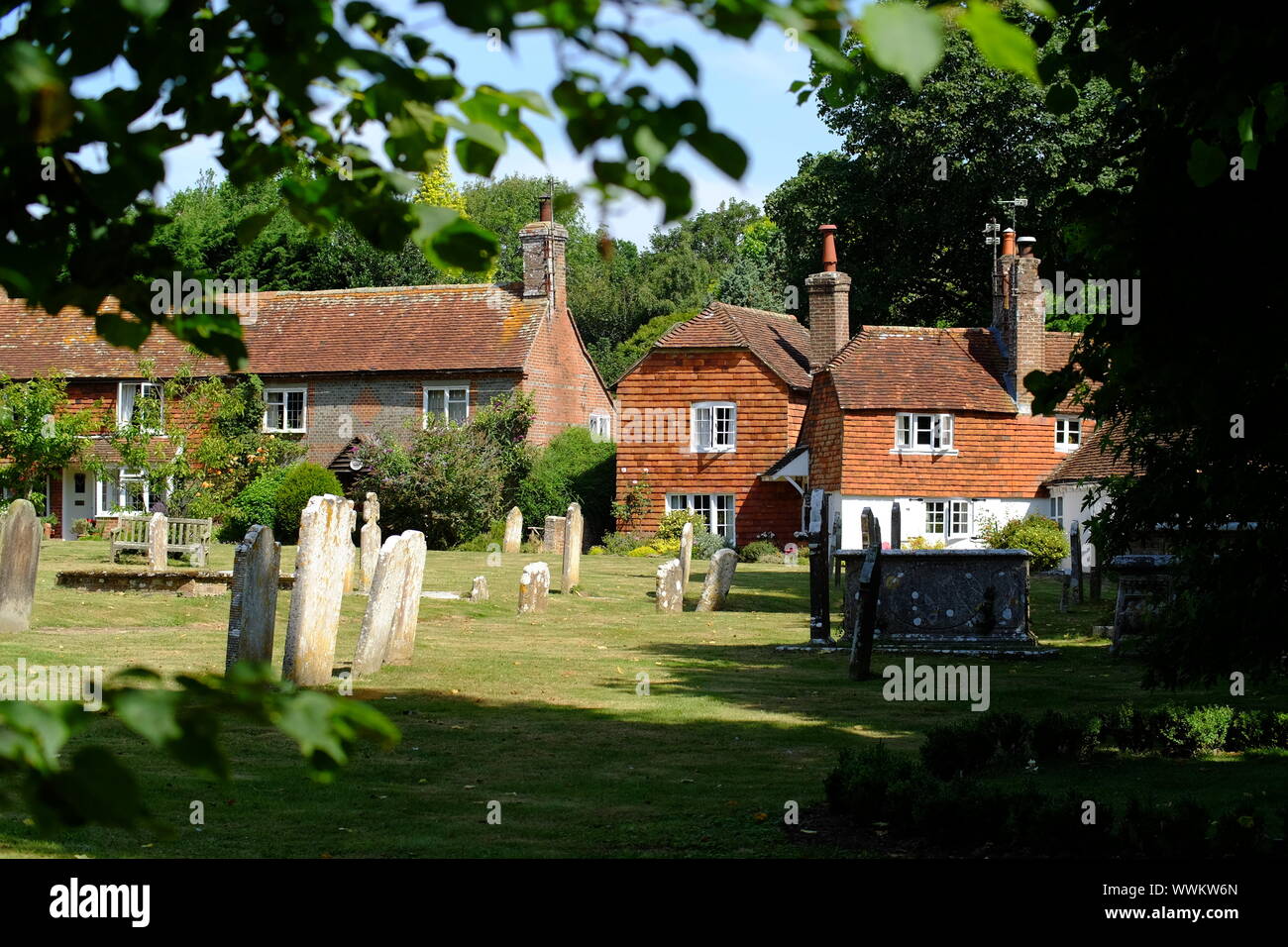 Pretty churchyard of Hellingly village church, East Sussex, UK Stock ...
