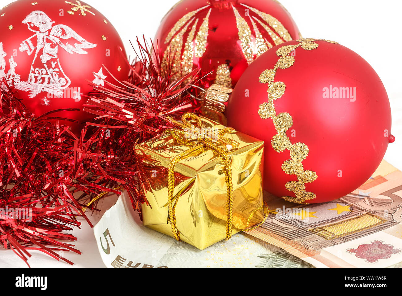 money concept with euro banknotes for christmas gifts Stock Photo - Alamy