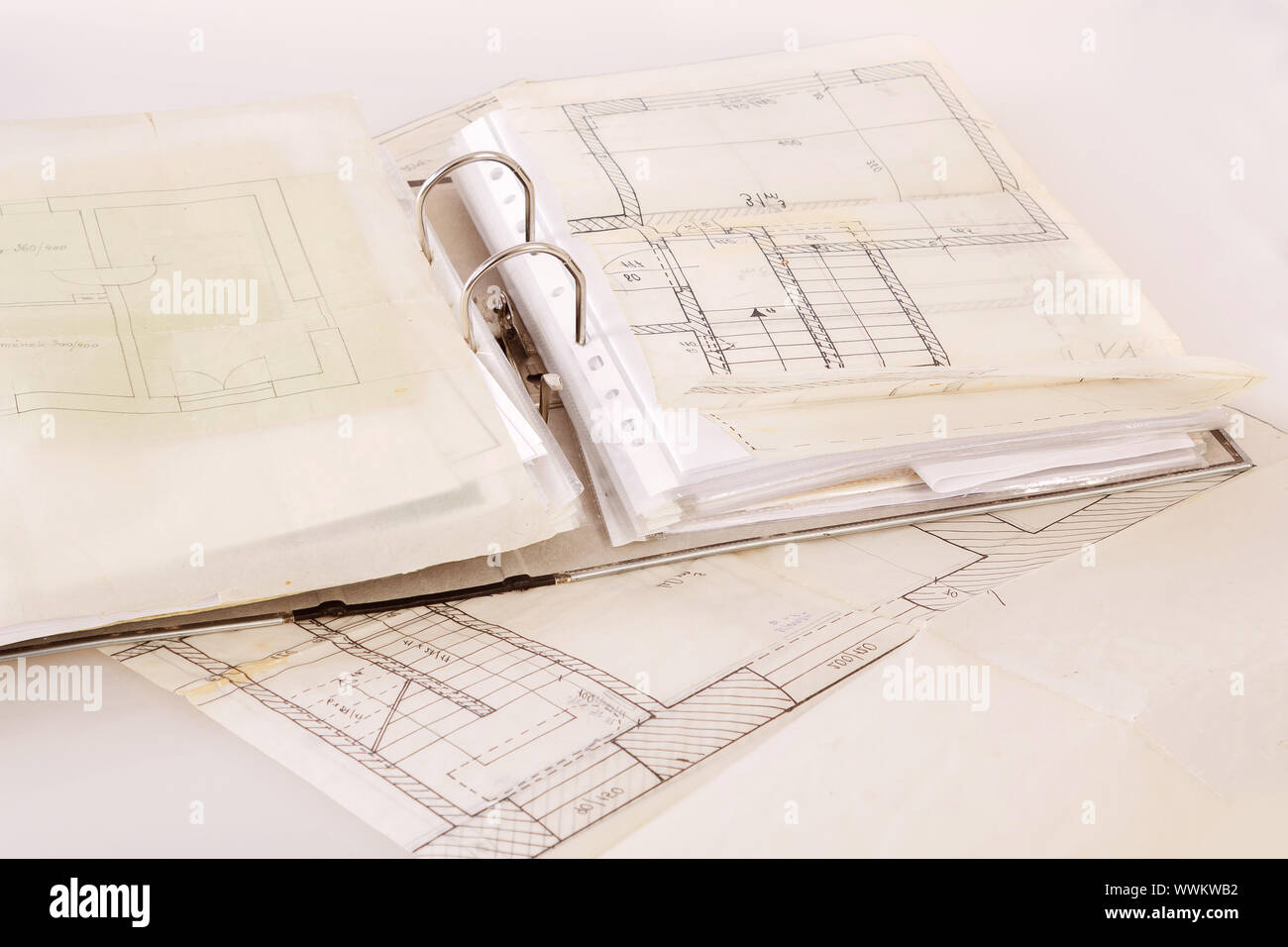 Architectural plans of the old paper and file with the project Stock ...