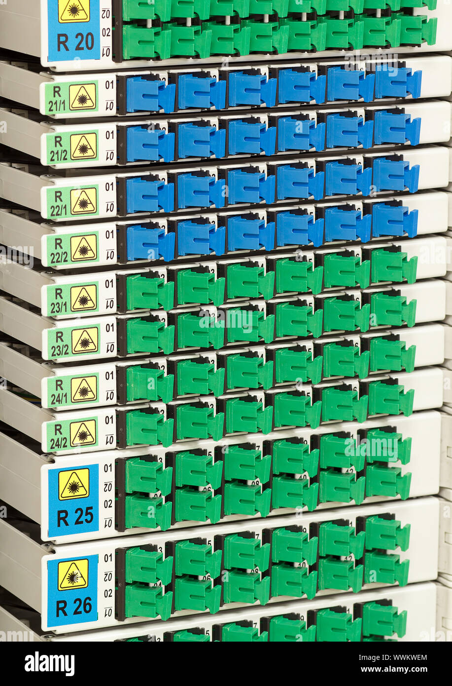 SC connector fiber optic rack Stock Photo - Alamy