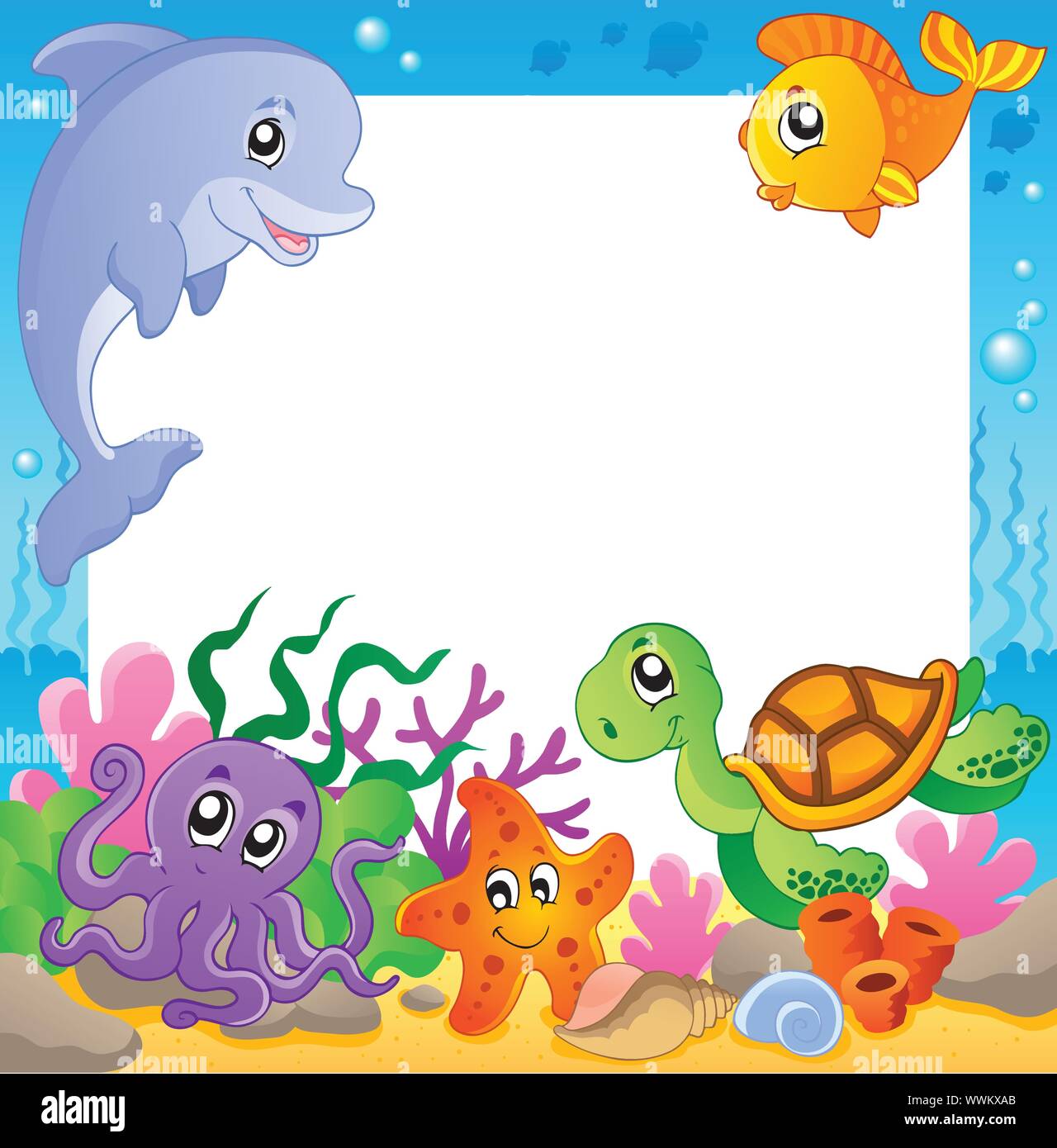 Frame with underwater animals 1 Stock Vector Image & Art - Alamy