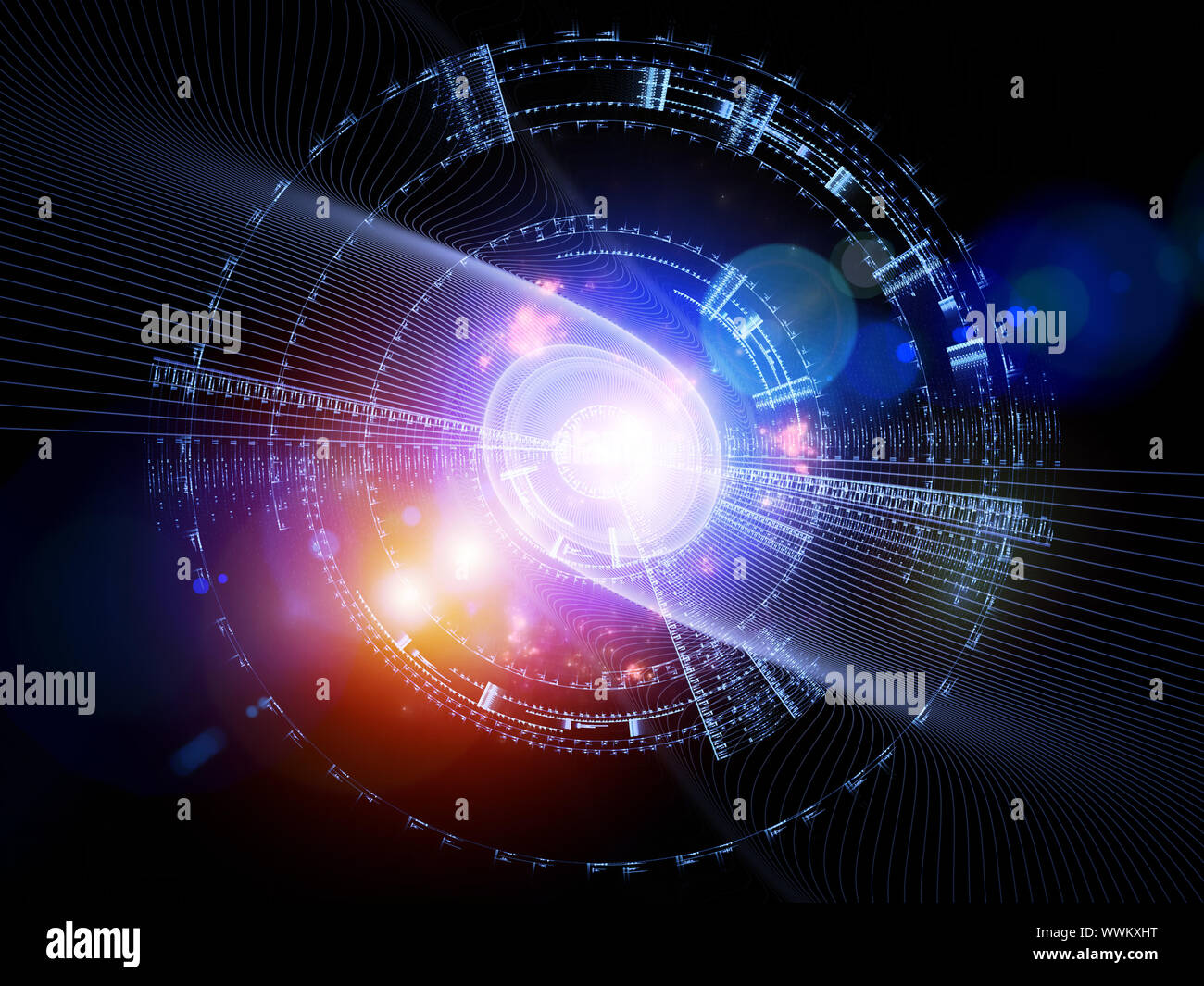 Composition of abstract radial grid and lights as a concept metaphor ...