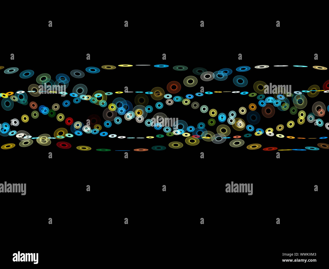 Colorful sine wave pattern of graphic elements rendered against plain ...