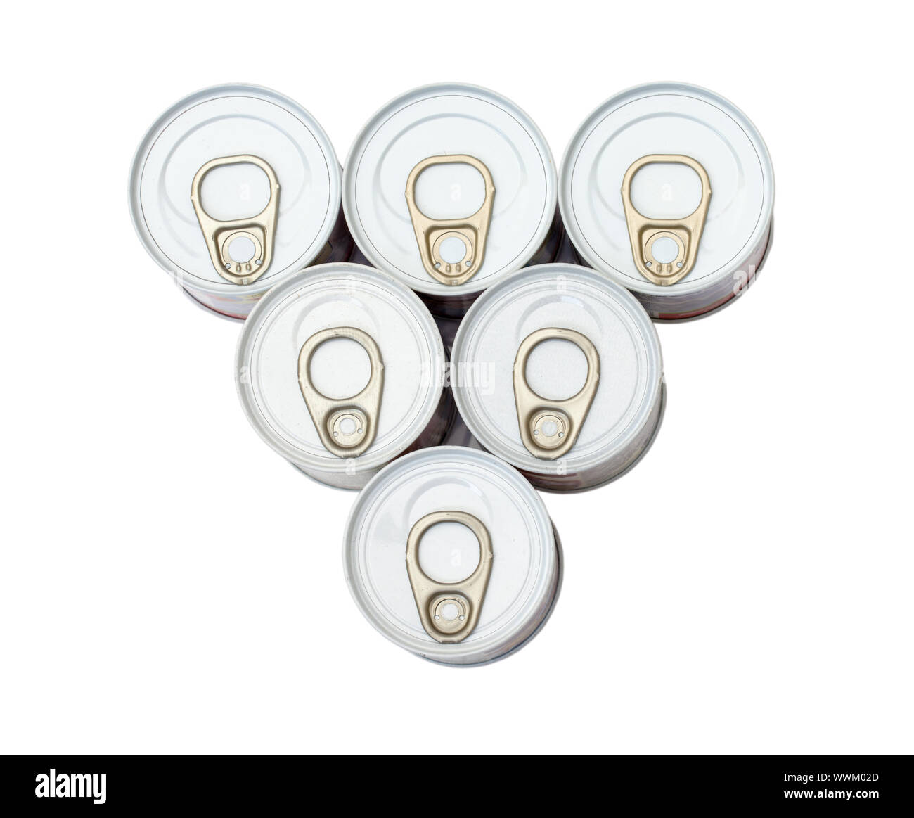aluminum cans and ring pull, top view Stock Photo - Alamy