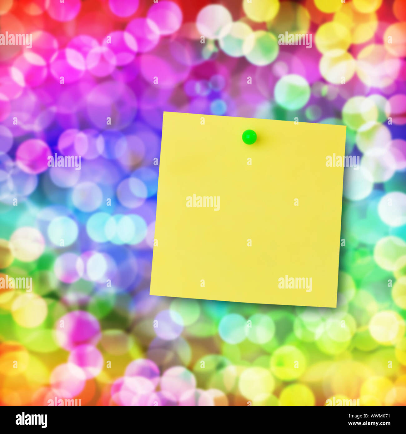 Sticky note on glowing colorful magical neon light background Stock ...