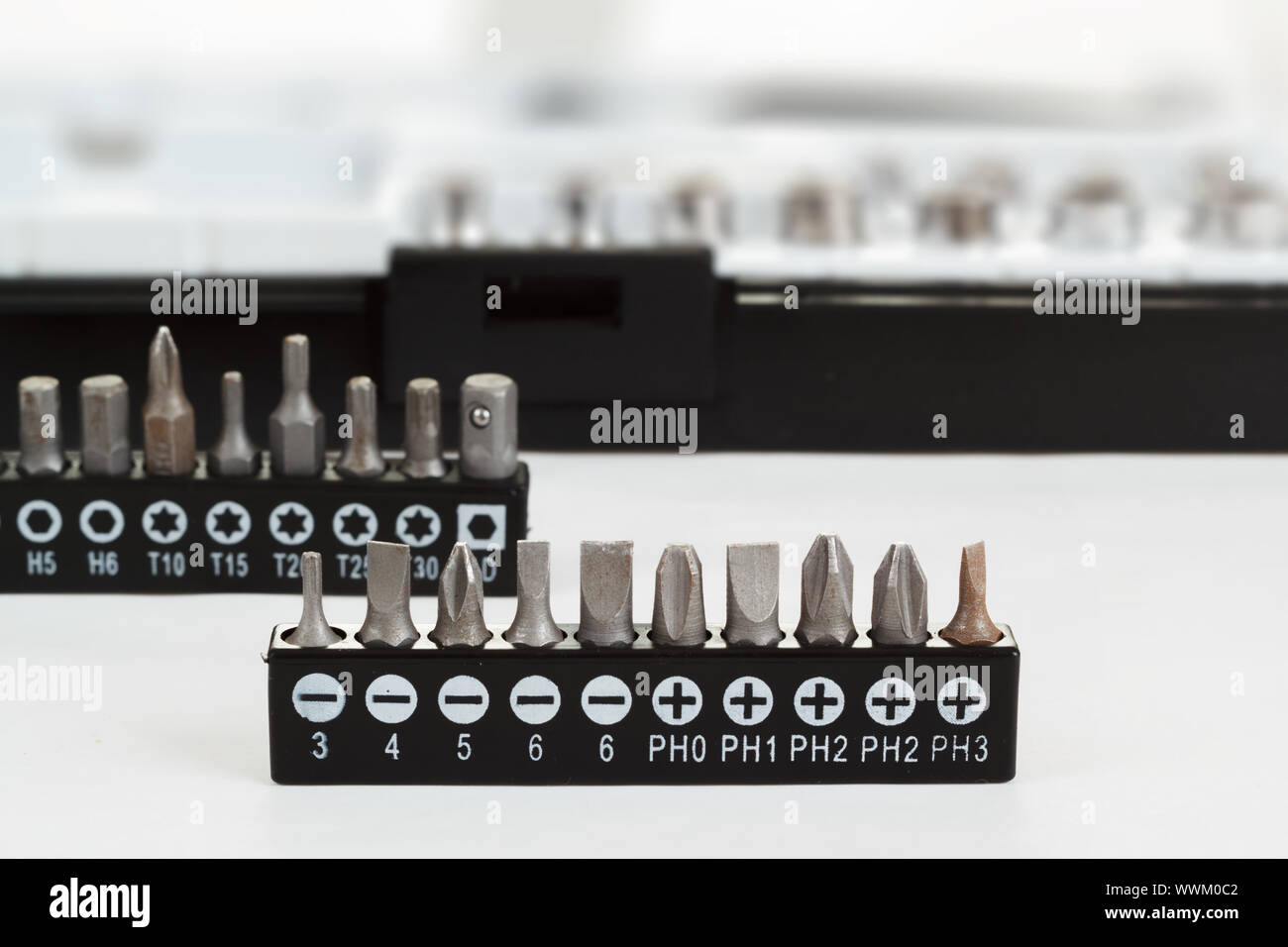 Screwdriver Bit Set on White with Clipping Path Stock Photo - Alamy