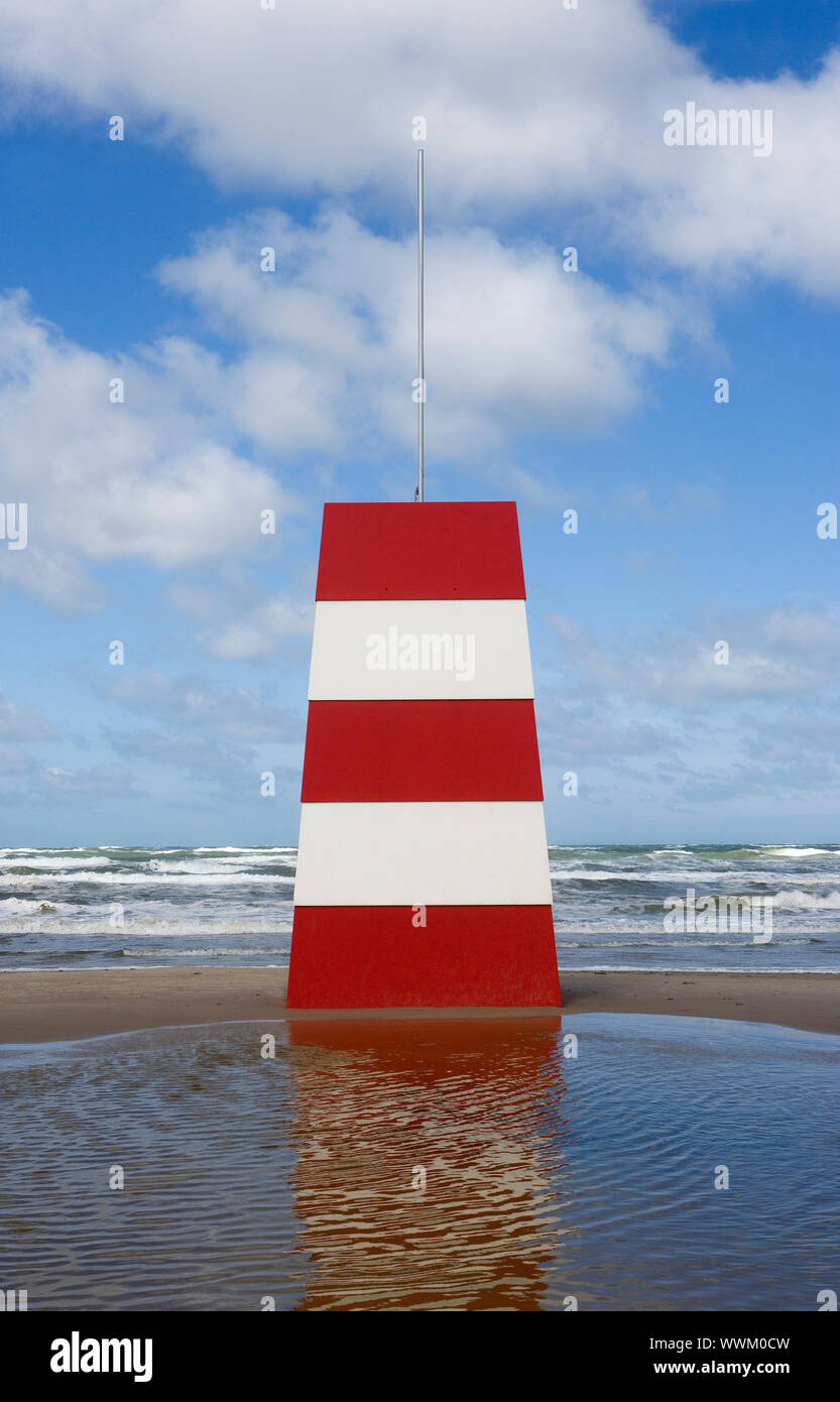 Red and White Landmark on the beach Stock Photo - Alamy