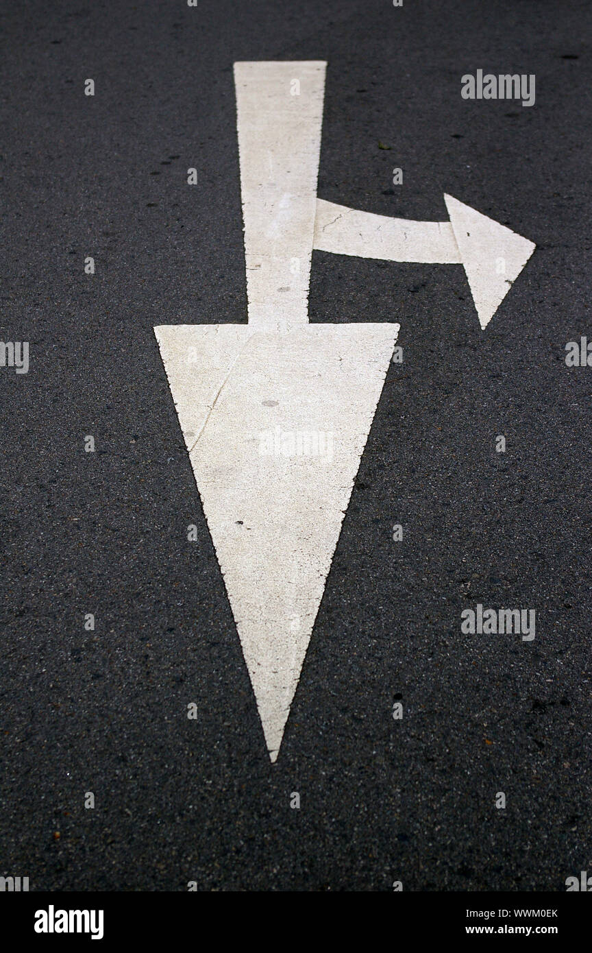Moving forward and turn left sign Stock Photo - Alamy