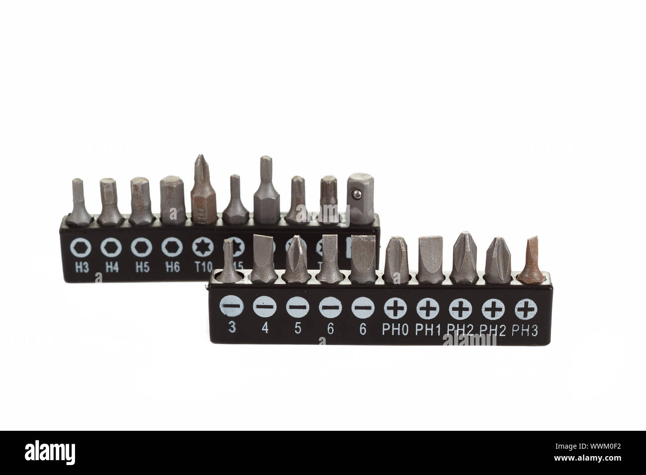 Screwdriver Bit Set on White with Clipping Path Stock Photo - Alamy