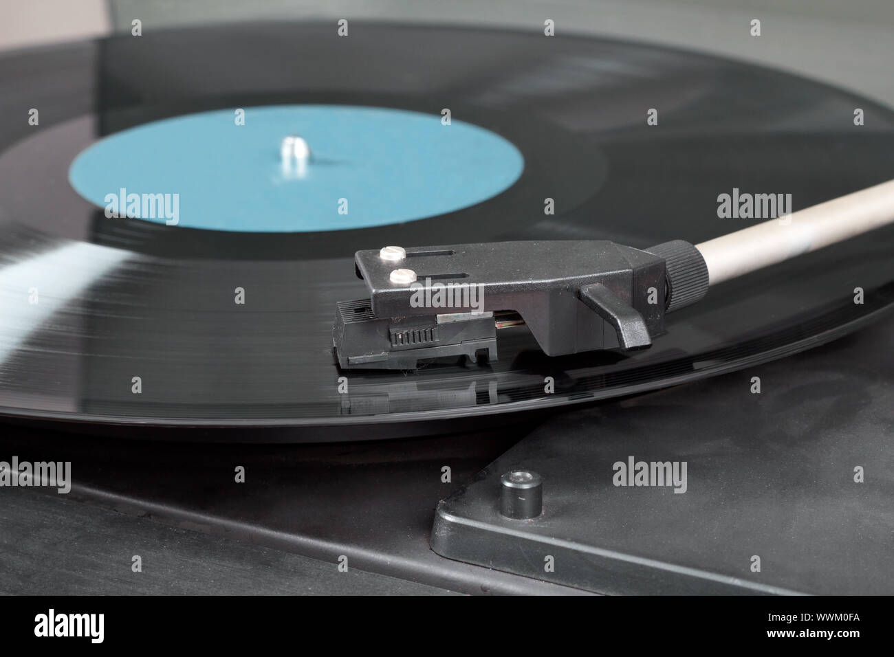 Vintage record player with spinning vinyl. Motion blur image Stock ...