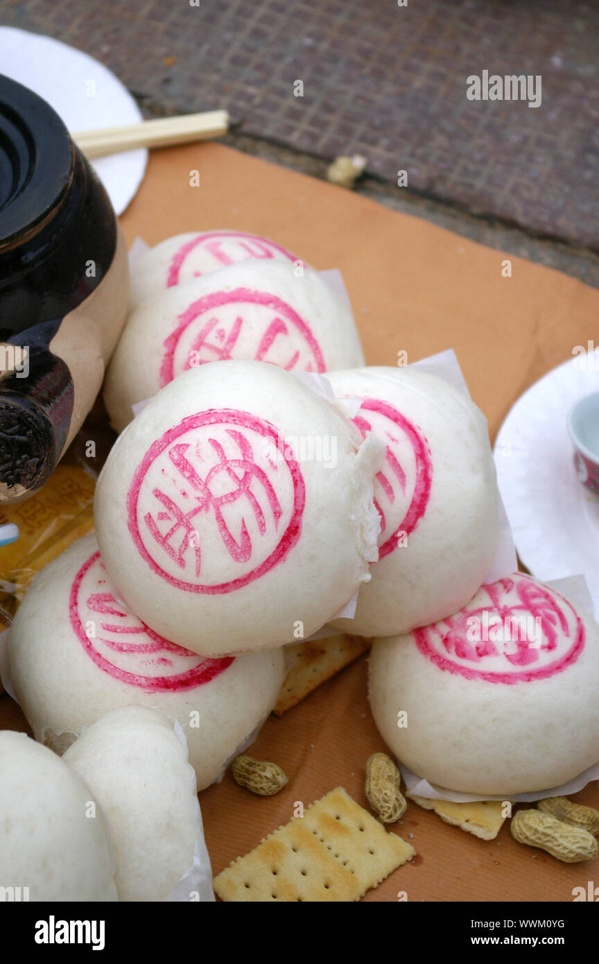 Lucky buns in Cheung Chau Bun Festival Hong Kong Stock Photo - Alamy