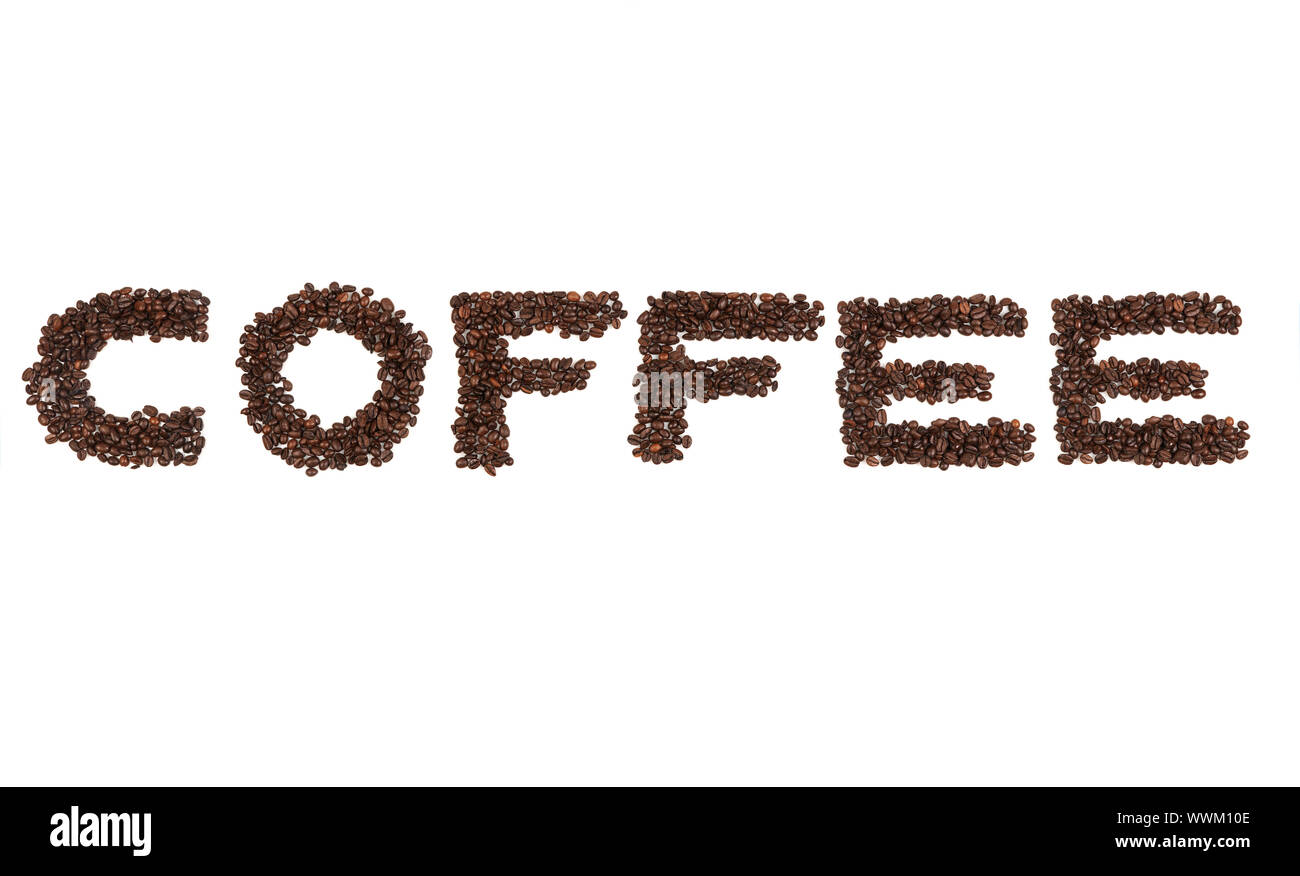 The word coffe written with coffee beans Stock Photo - Alamy