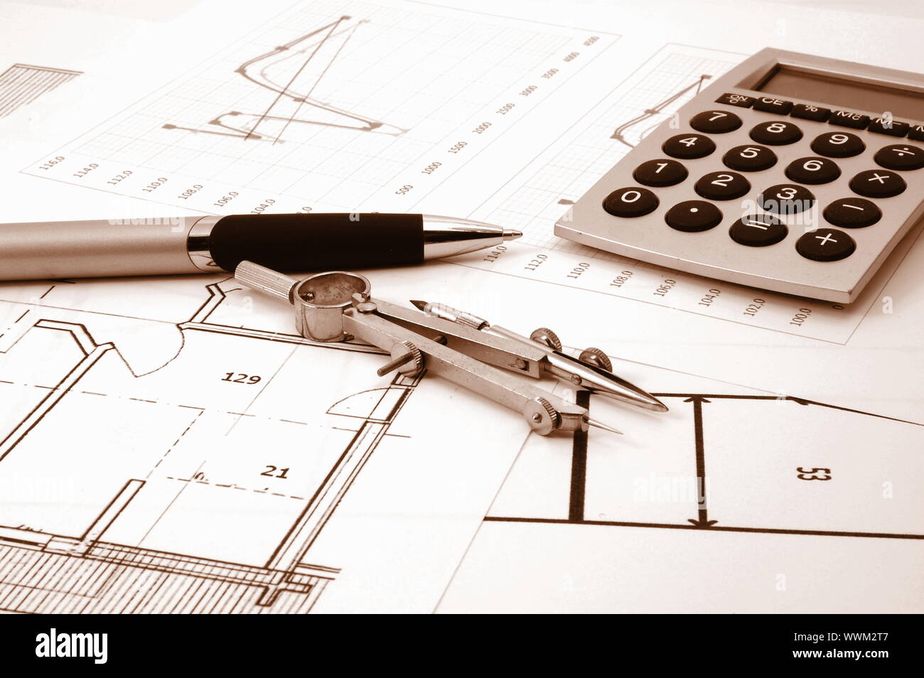 plans for new residential real esate from the architect Stock Photo - Alamy