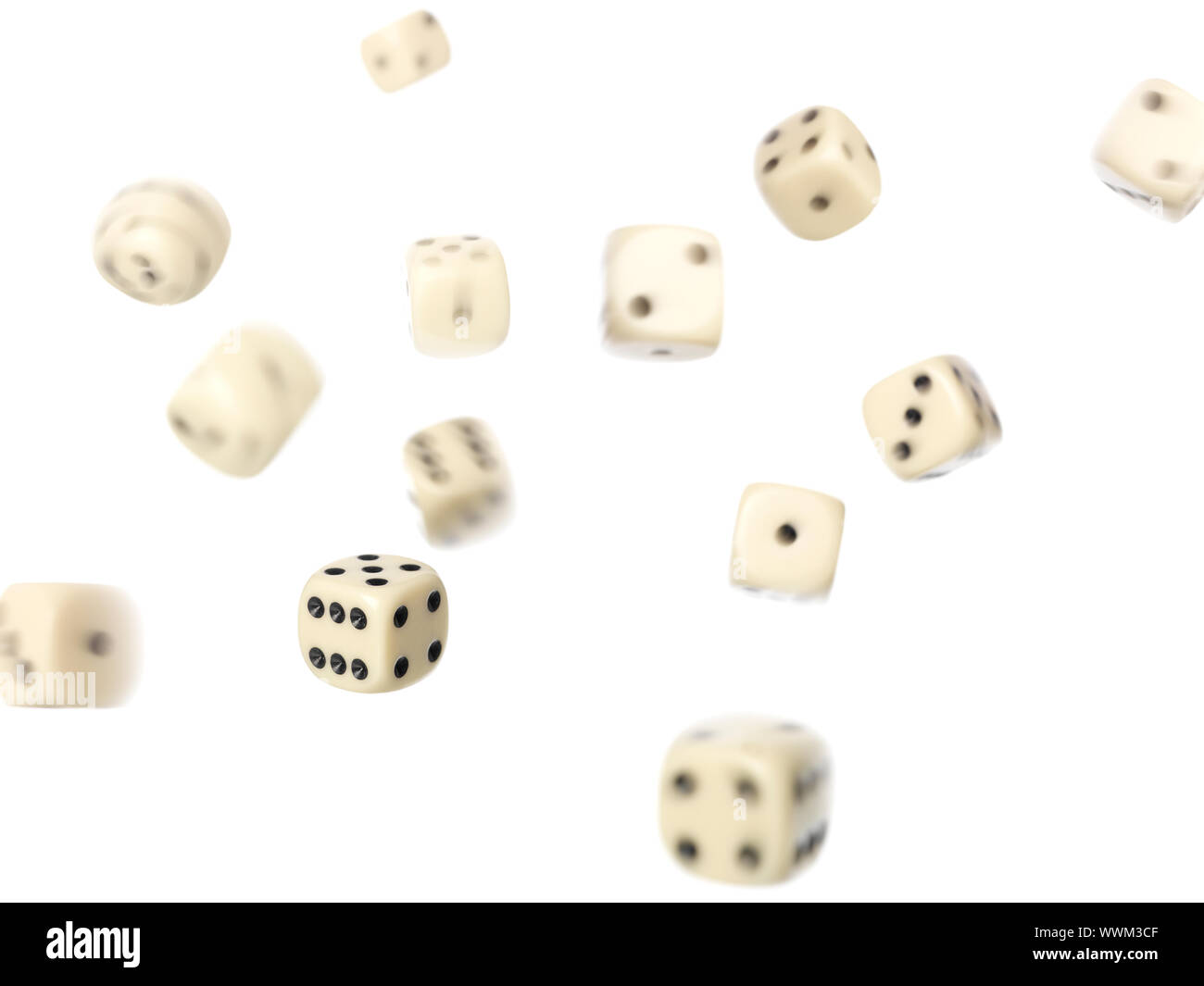 Rolled dices on white background Stock Photo - Alamy
