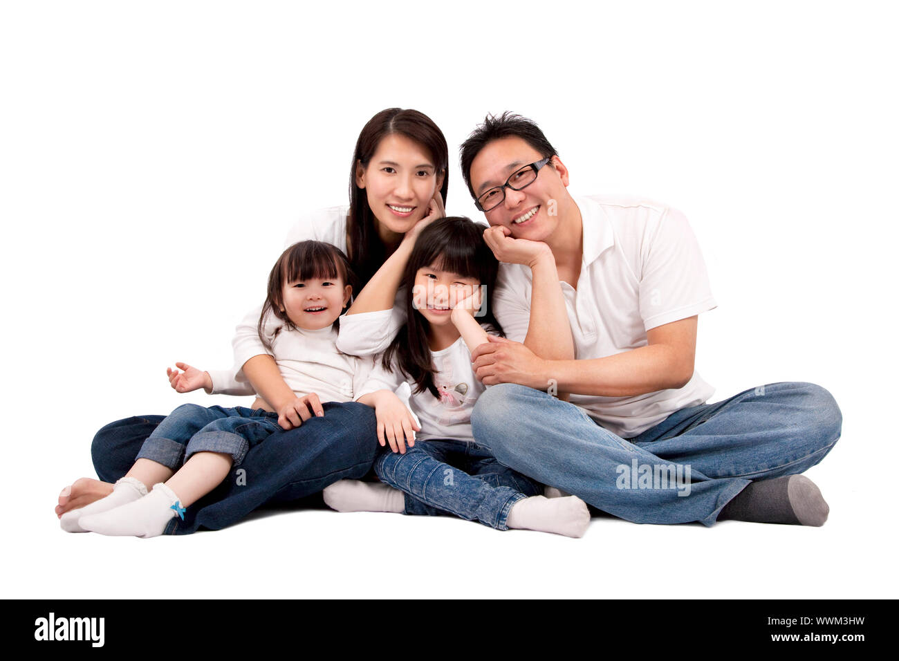 asian family isolated on white Stock Photo - Alamy