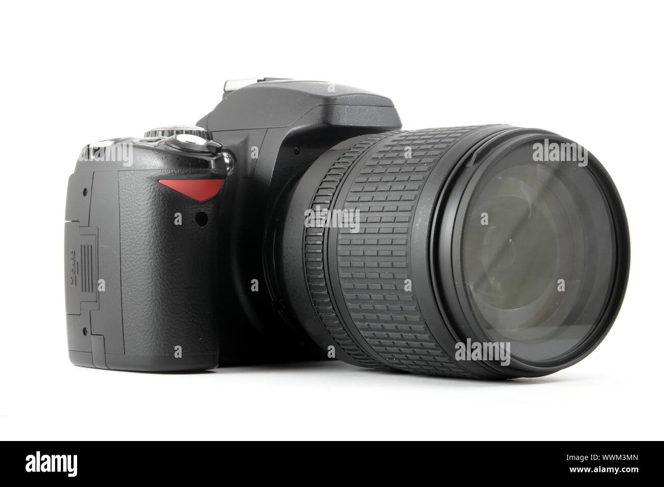 black dslr camera isolated on white background Stock Photo - Alamy