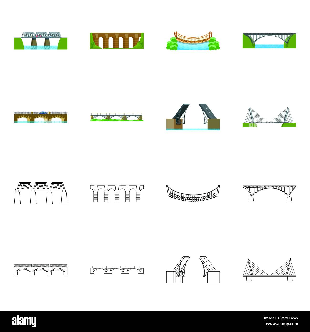 Isolated object of connection and design icon. Set of connection and side vector icon for stock ...