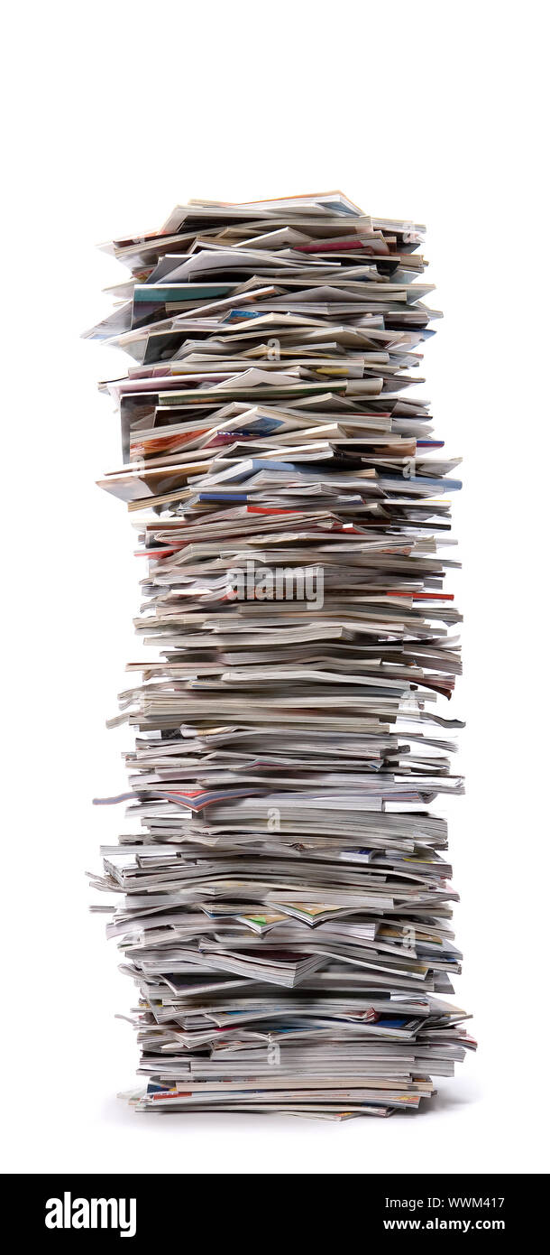 Stack of Magazines isolated on white background Stock Photo - Alamy