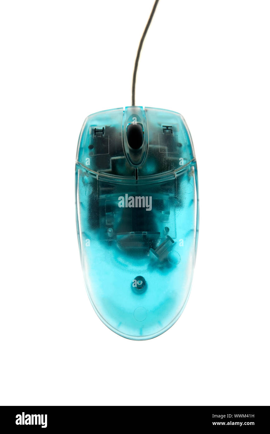 Blue Computer Mouse on white background Stock Photo - Alamy