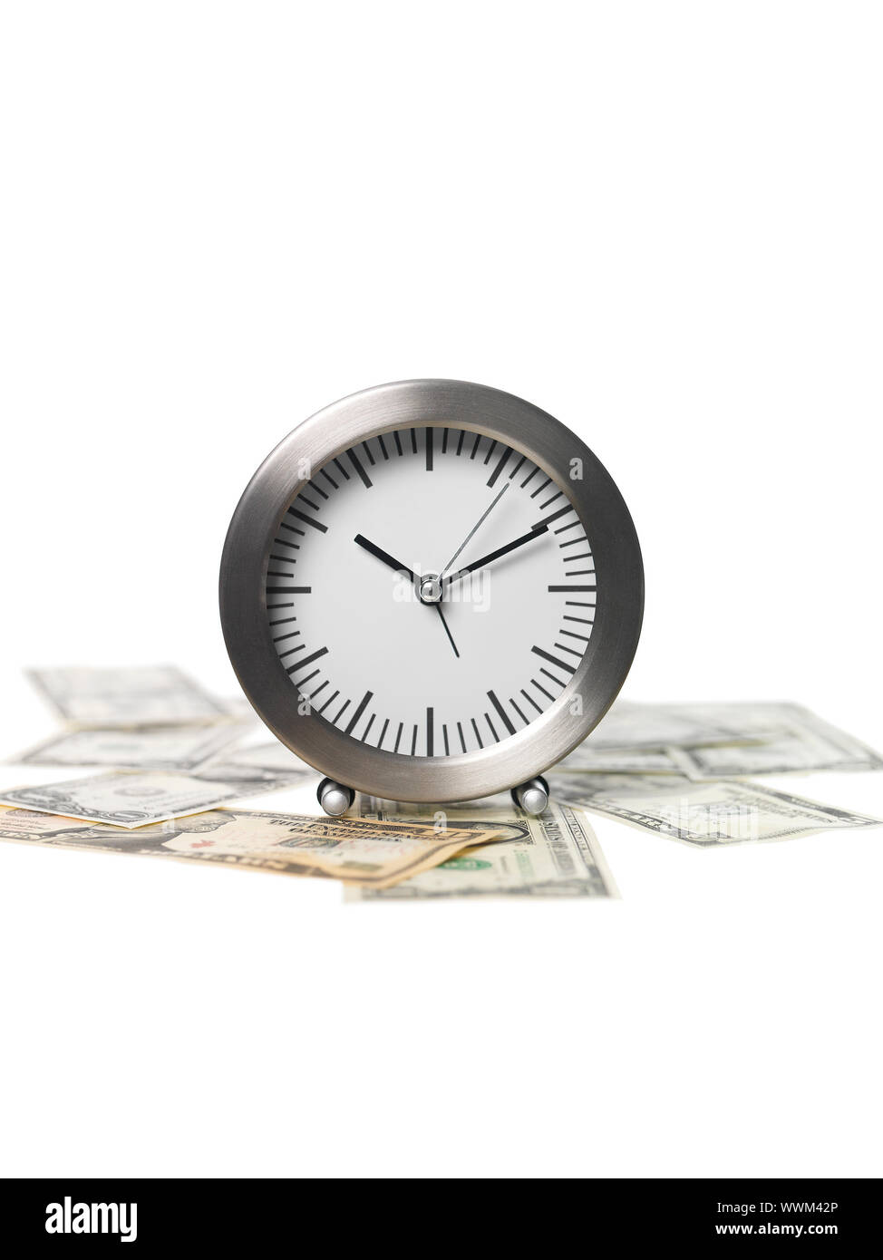 Clock and Money on white Background Stock Photo - Alamy