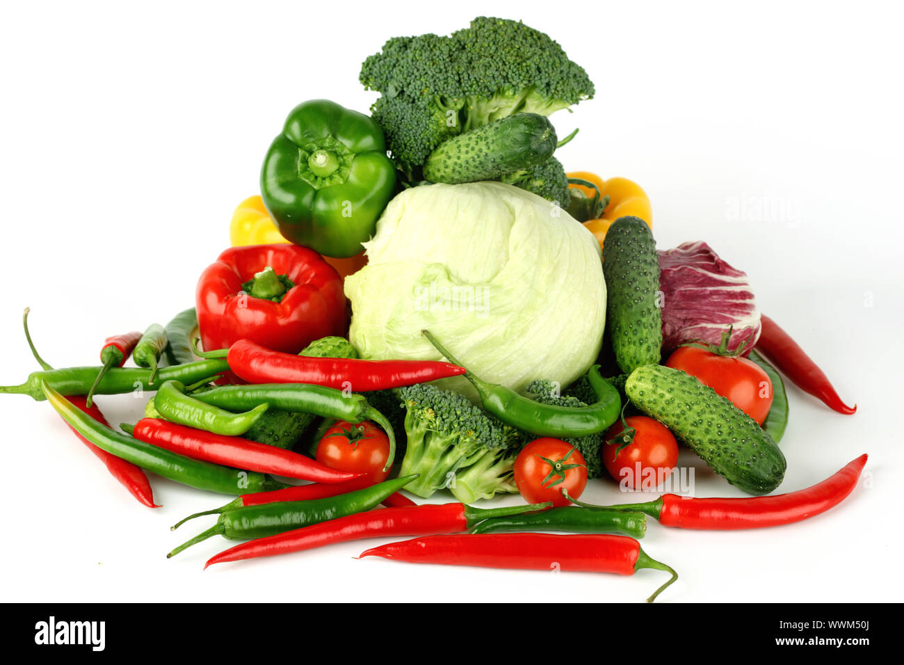 vegetable, freshness, vegetarian,big vegetarian pile isolated on white ...