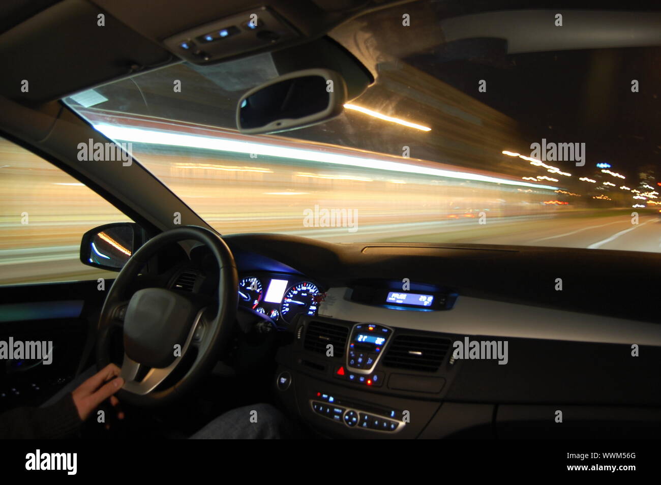 speed car at night in motion with traffic Stock Photo - Alamy