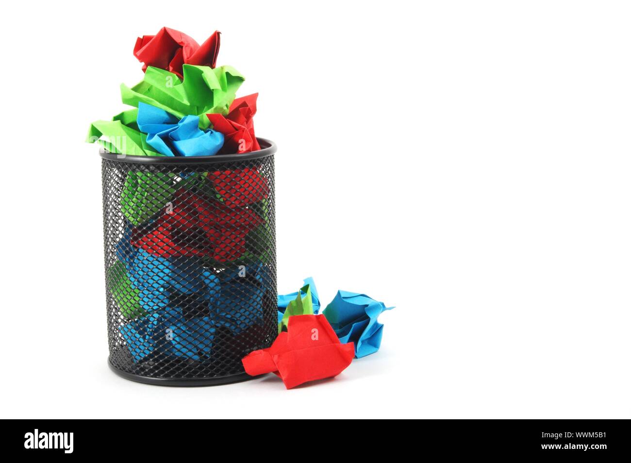 trash or rubbish paper in basket isolated on white background Stock ...