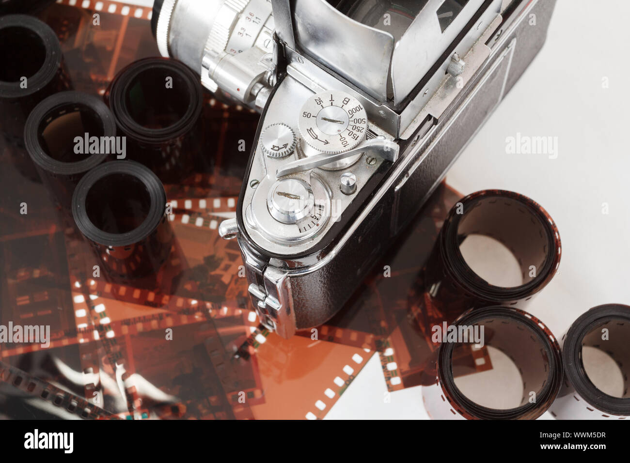 analog vintage SLR camera and color negative films Stock Photo - Alamy