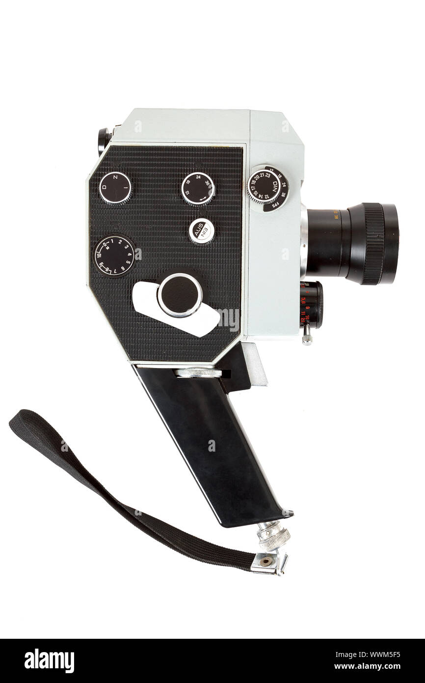 Old 8mm movie camera on white Stock Photo - Alamy