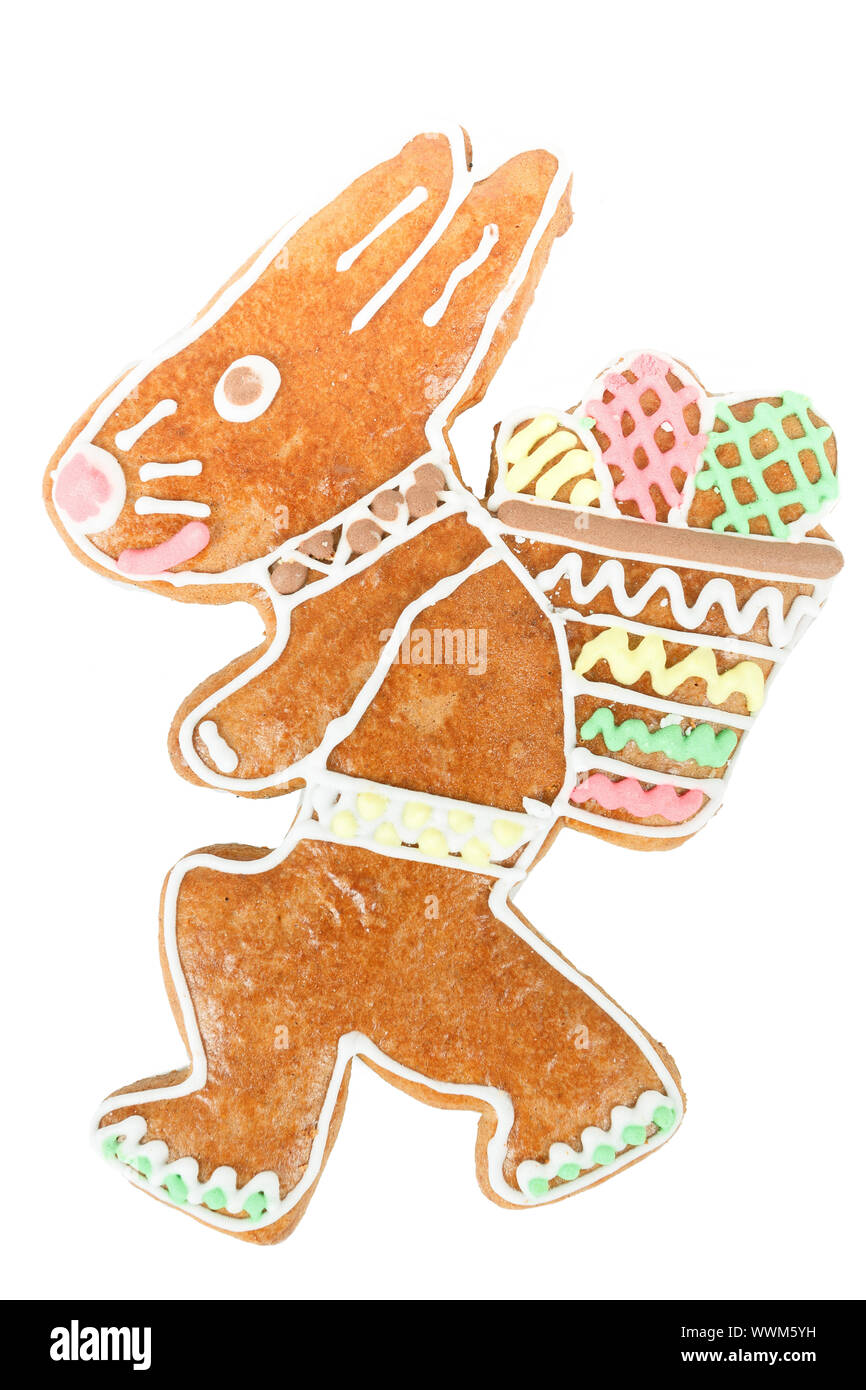 easter bunny gingerbread on white Stock Photo - Alamy