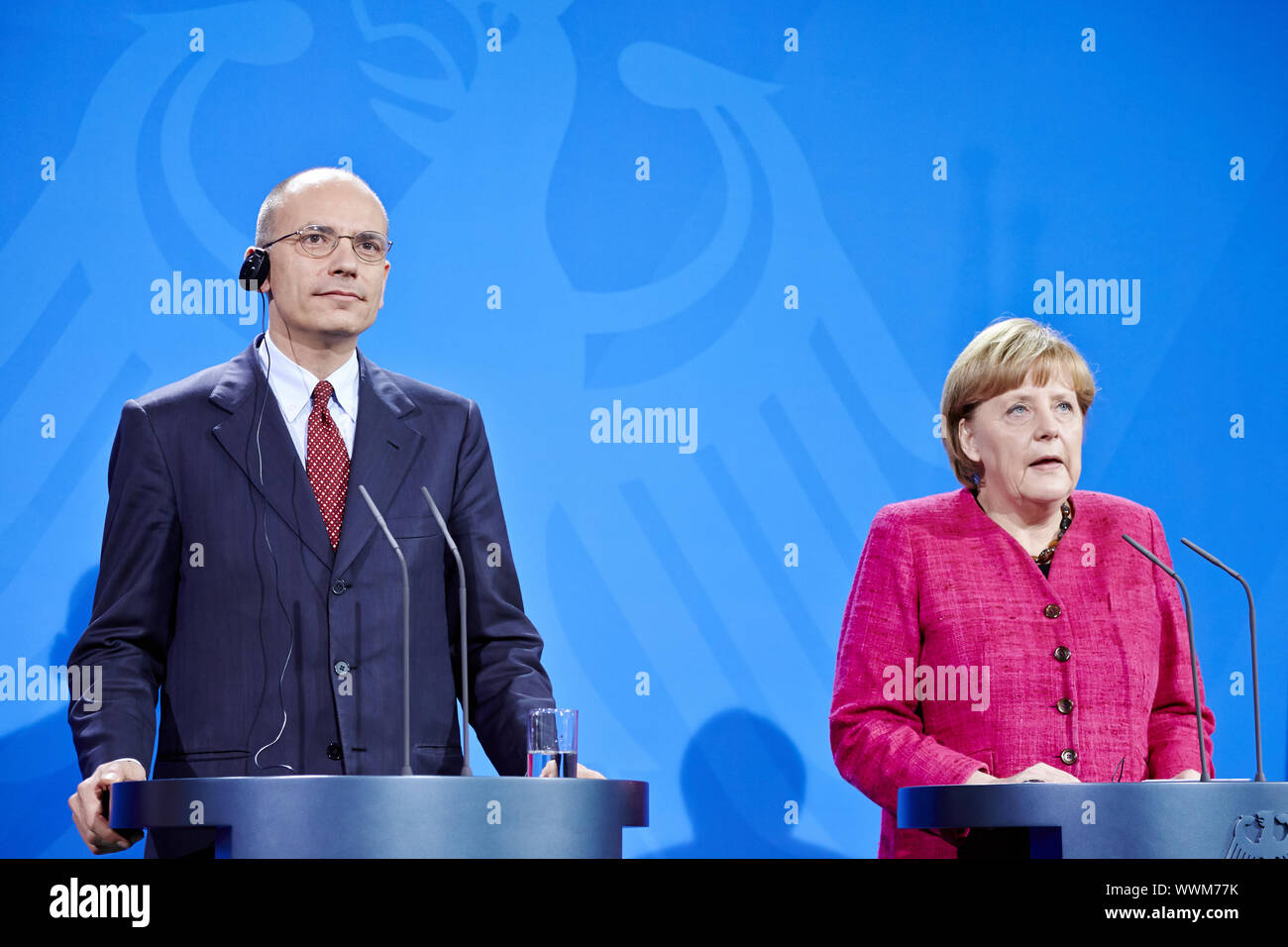 German Chancellor Merkel and PM Letta of Italia Stock Photo - Alamy