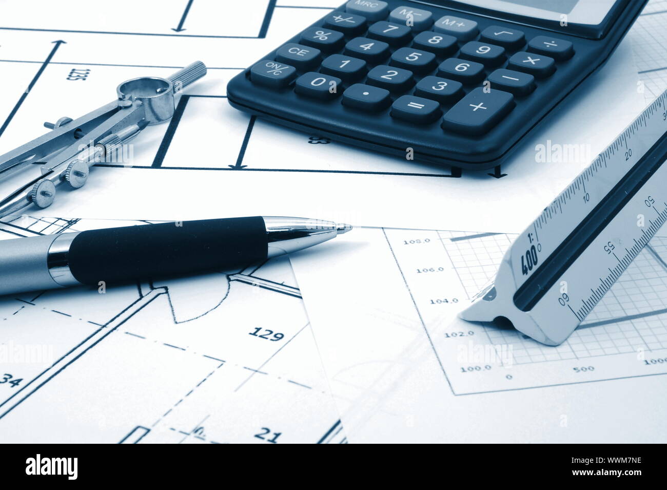 plan of residential real estate from architect Stock Photo - Alamy