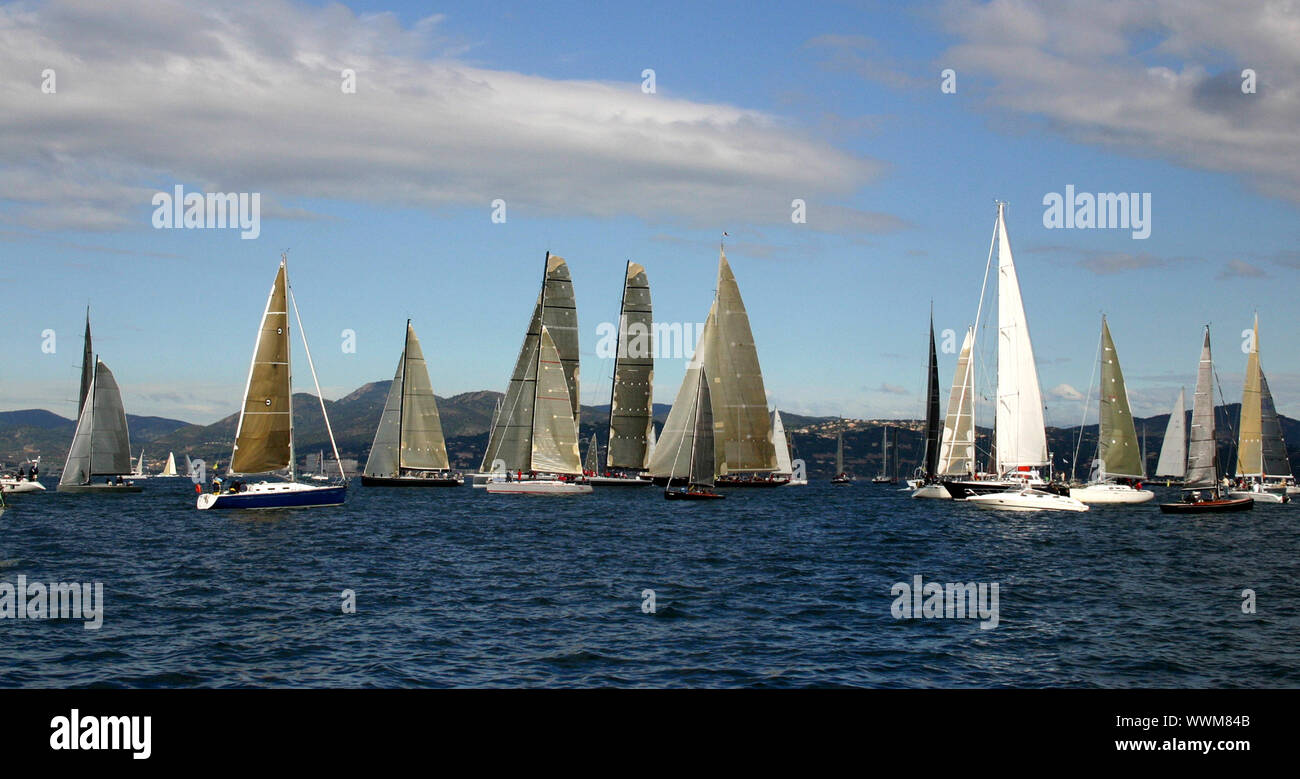 Sailboats during a regatta in the French Riviera Stock Photo - Alamy