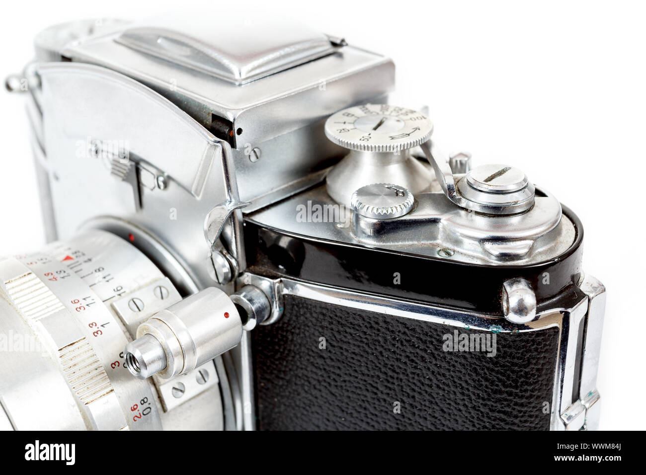 retro old vintage analog photo camera on white Stock Photo - Alamy