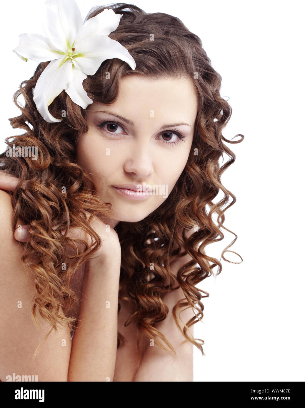 Portrait of very cute young pure woman over white Stock Photo - Alamy