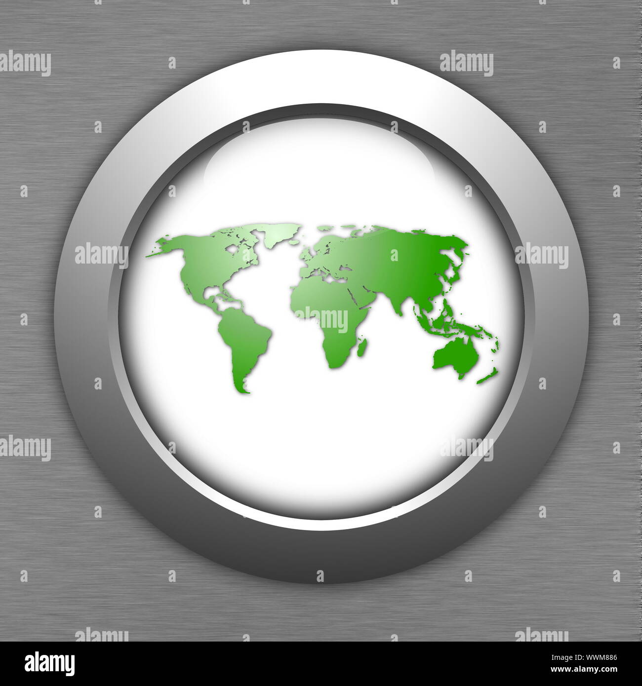 globe or world map in a button illustration Stock Photo - Alamy