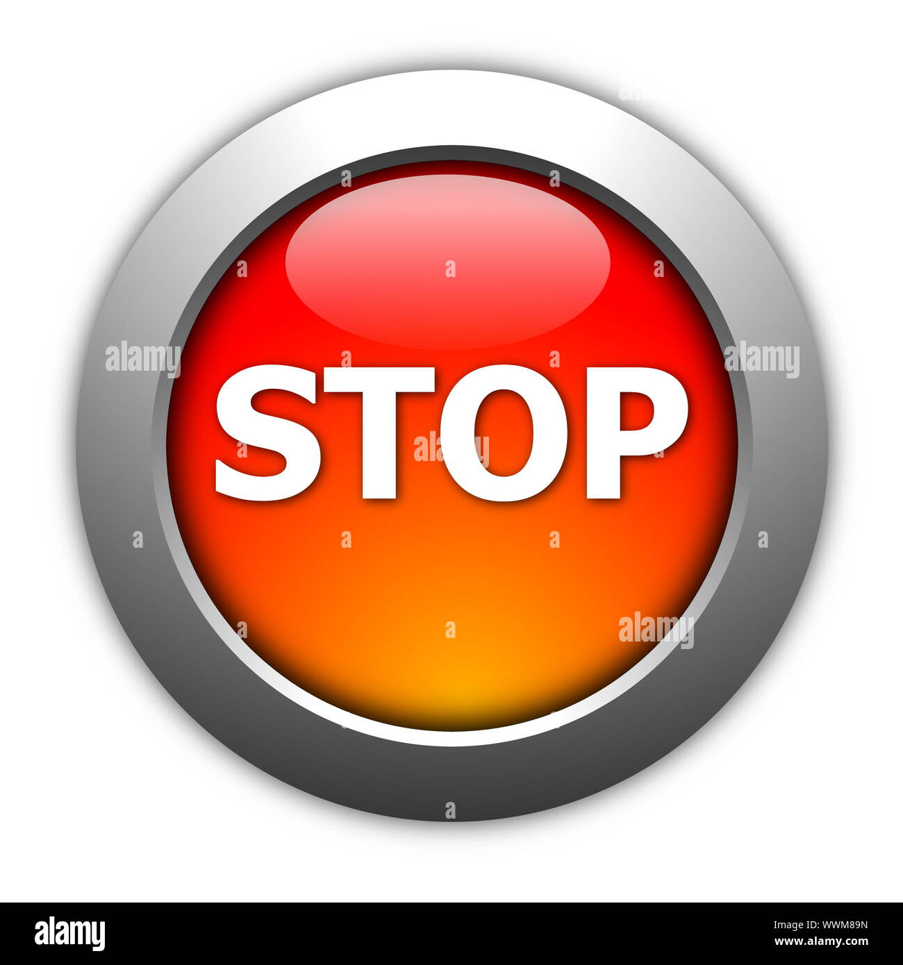 illustration of a stop button on white background Stock Photo - Alamy