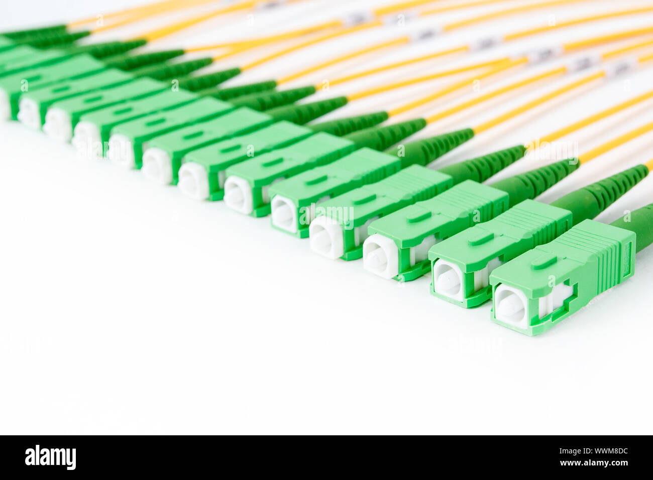green fiber optic SC connectors Stock Photo - Alamy